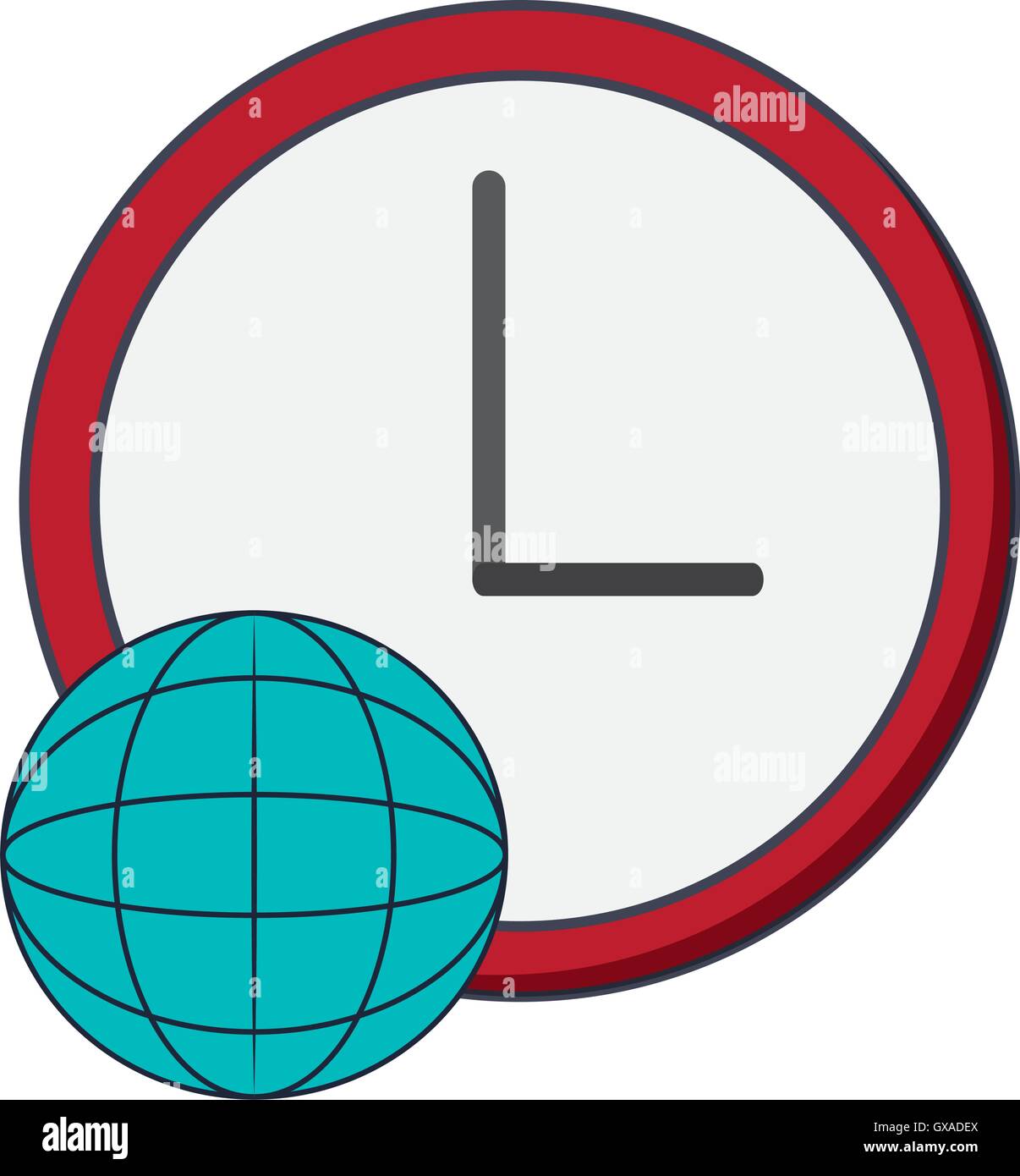 wall clock and earth globe diagram icon Stock Vector Image & Art - Alamy