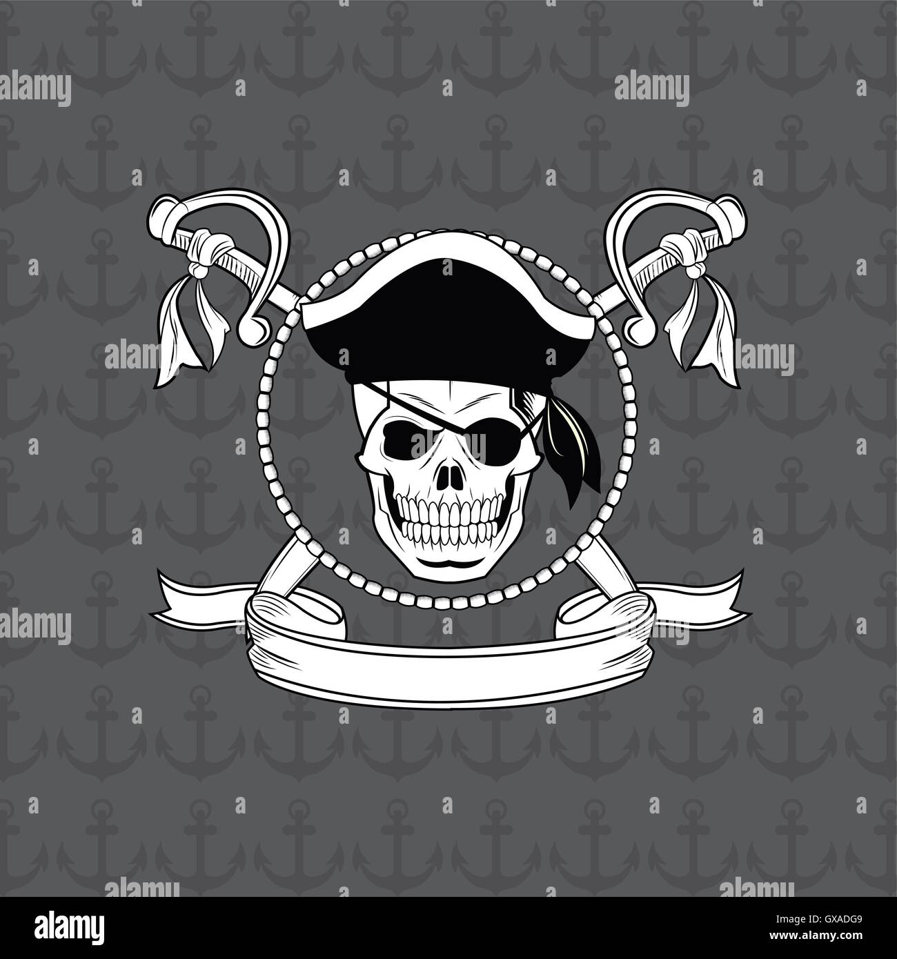 pirate skull emblem image Stock Vector Image & Art - Alamy