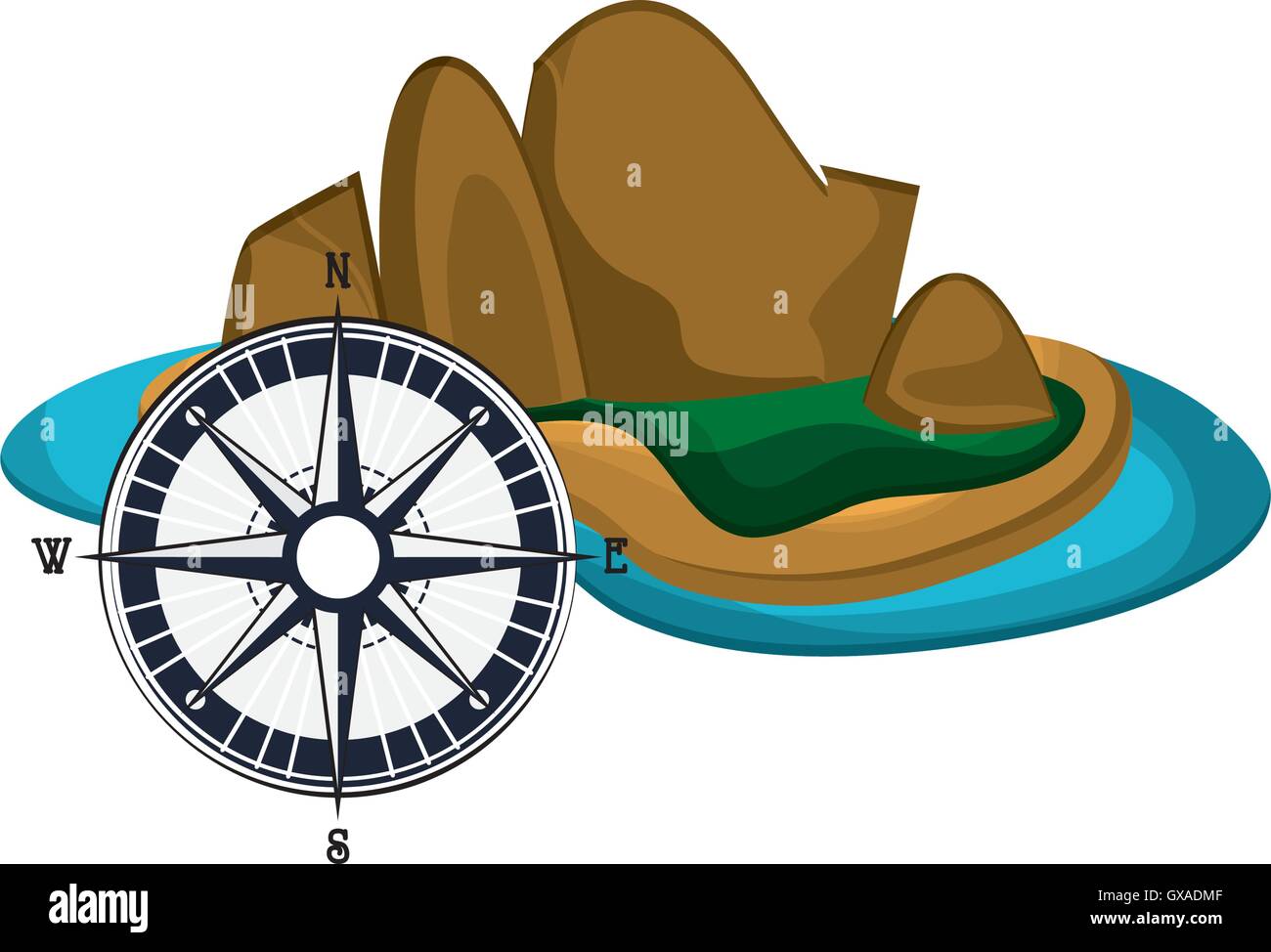 tropical island and compass icon Stock Vector Image & Art - Alamy