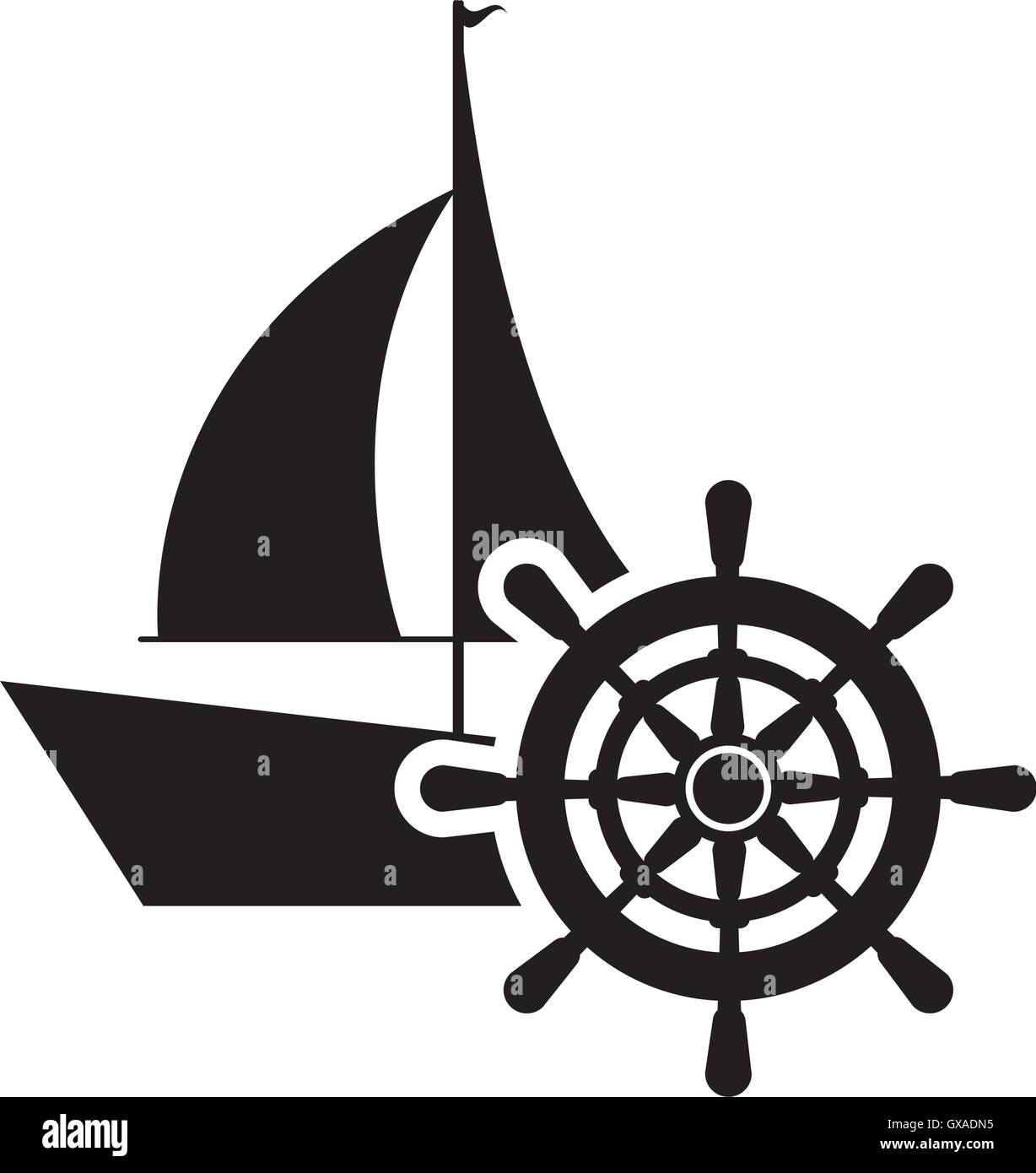 sail boat and rudder icon Stock Vector Image & Art - Alamy