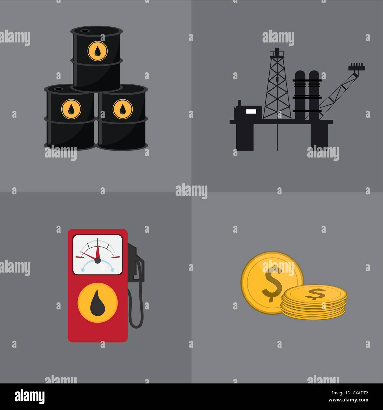 petroleum oil extraction and refinement related icons image Stock ...