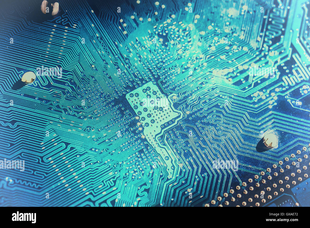 Electronic circuit board close up. blue PCB Stock Photo - Alamy