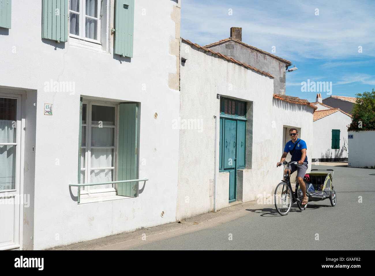 Cycling street, Loix village, Ile de Re, Charente Maritime, France ...