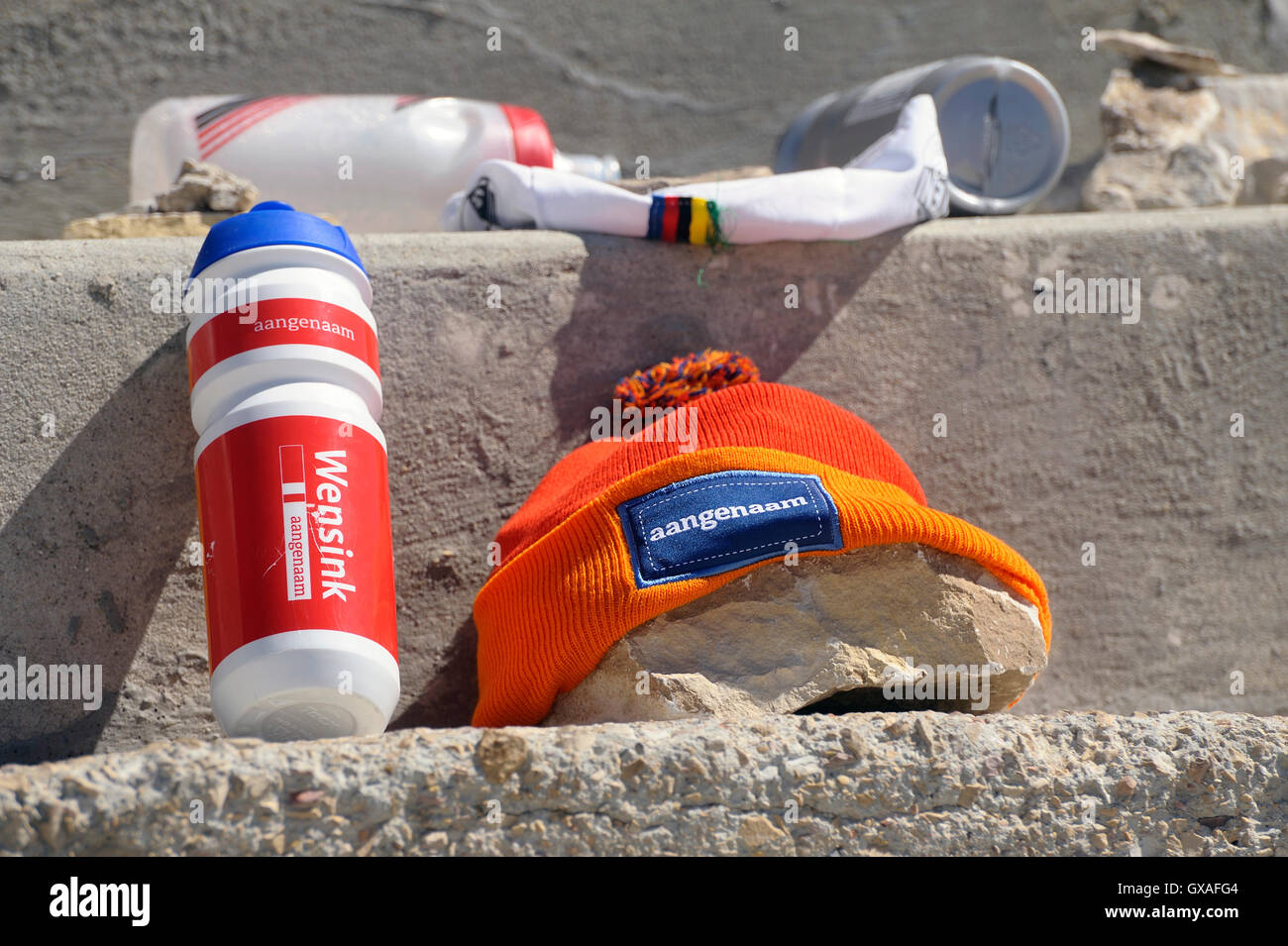objects left by cyclists on the Tom Simpson memorial stone dead on the ...