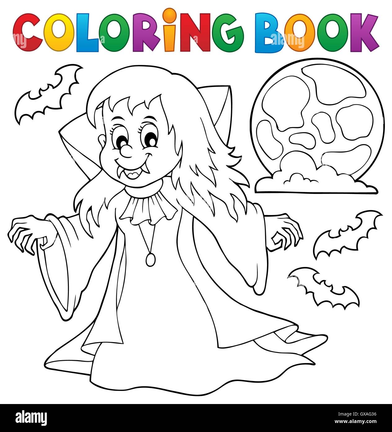 Coloring book vampire girl theme 1 - picture illustration Stock Photo ...