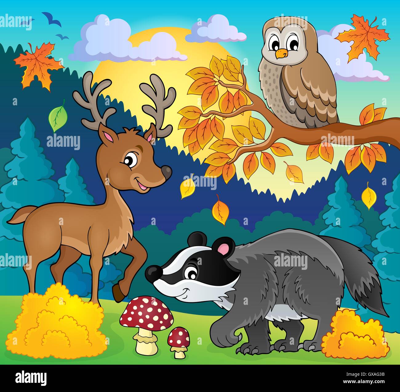 Forest wildlife theme image 3 - picture illustration Stock Photo - Alamy