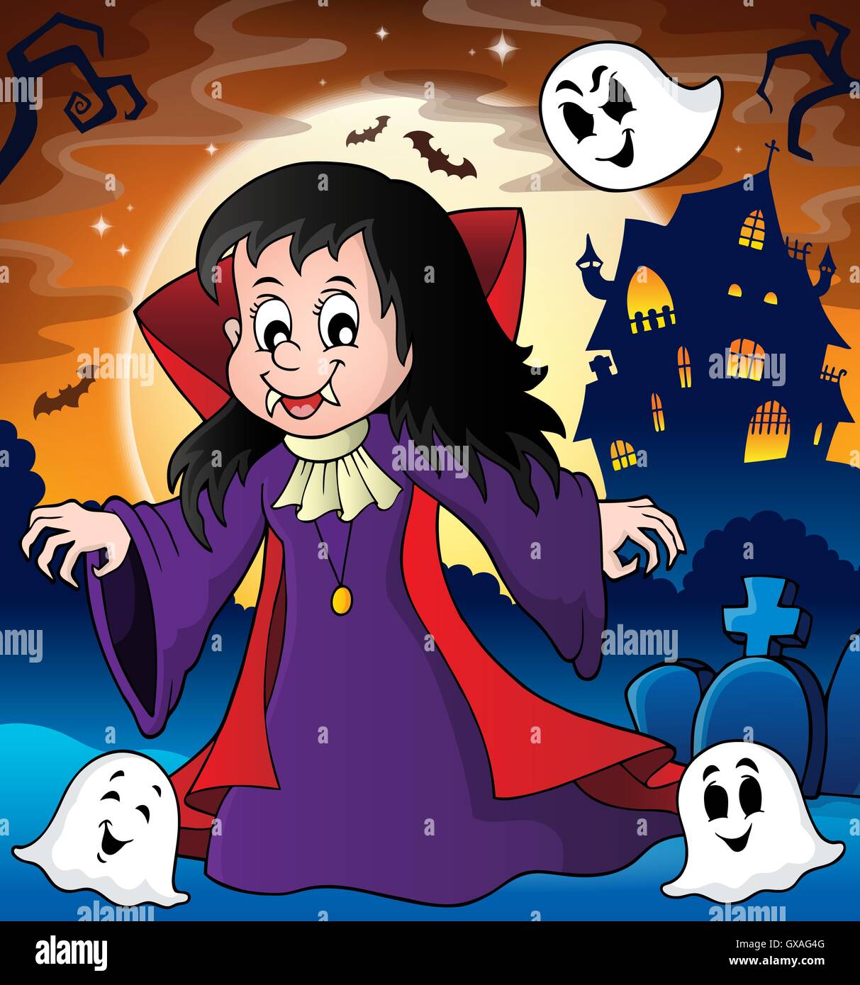 Vampire girl theme image 3 - picture illustration Stock Photo - Alamy