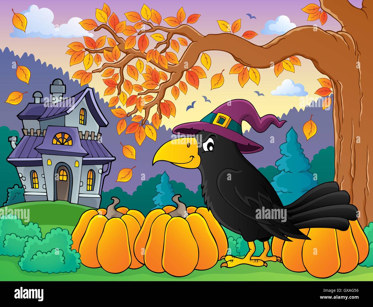 Witch crow theme image 4 - picture illustration Stock Photo - Alamy