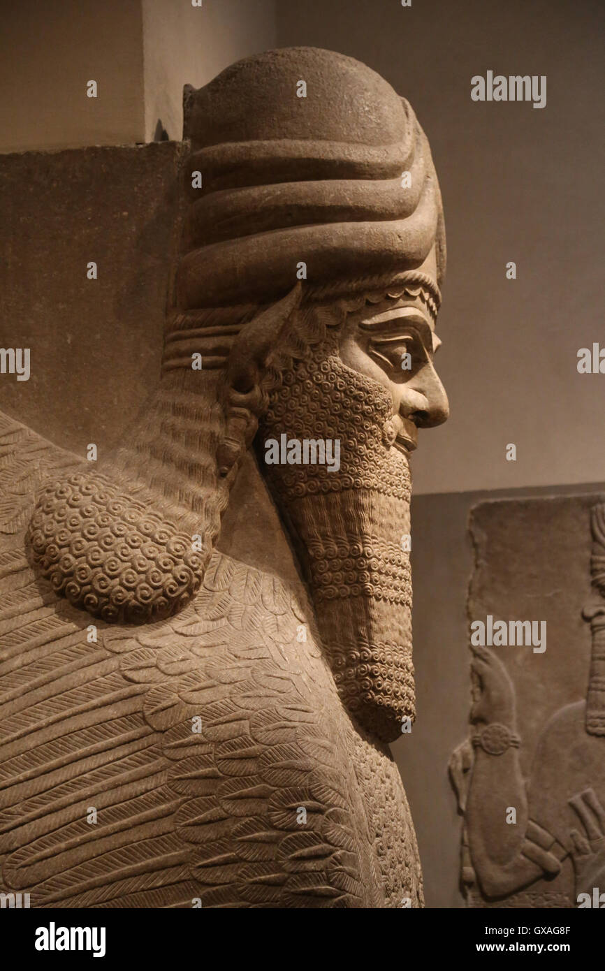 Human-headed winged lion (lamassu). 883-859 BC. Neo-Assyrian. Reign of ...