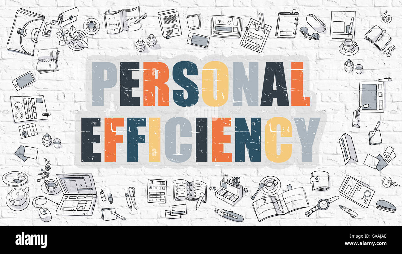 Multicolor Personal Efficiency on White Brickwall Stock Photo - Alamy