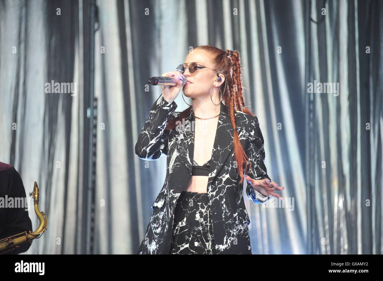 Jess Glynn performs at Haydock park Racecourse,Merseyside. Featuring ...