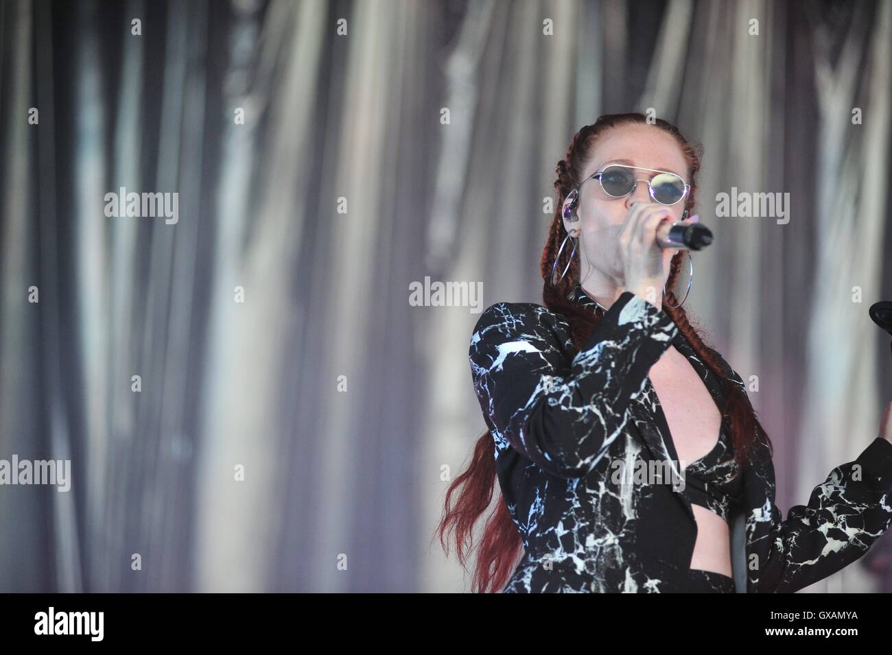 Jess Glynn performs at Haydock park Racecourse,Merseyside. Featuring ...