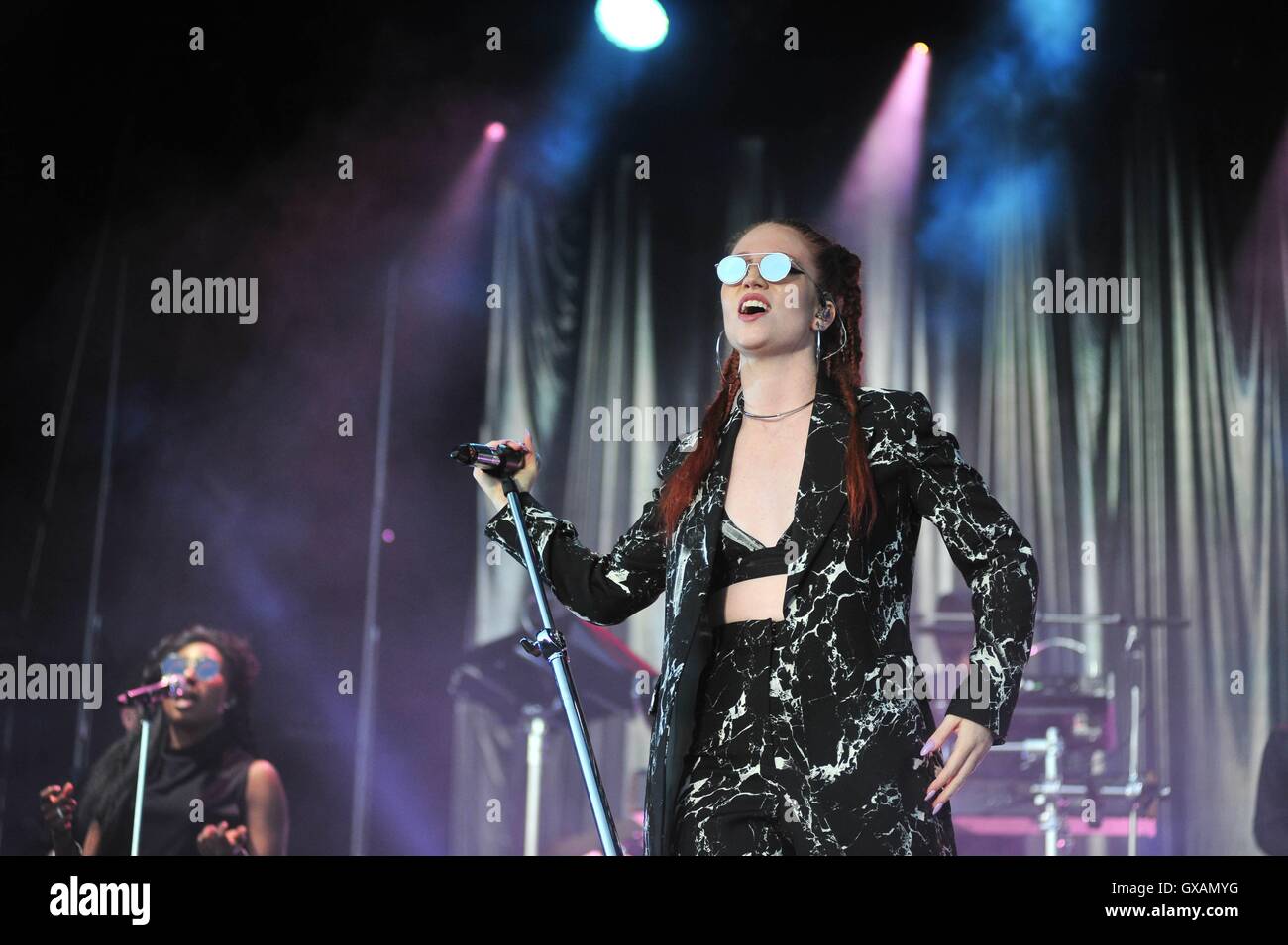 Jess Glynn performs at Haydock park Racecourse,Merseyside. Featuring ...
