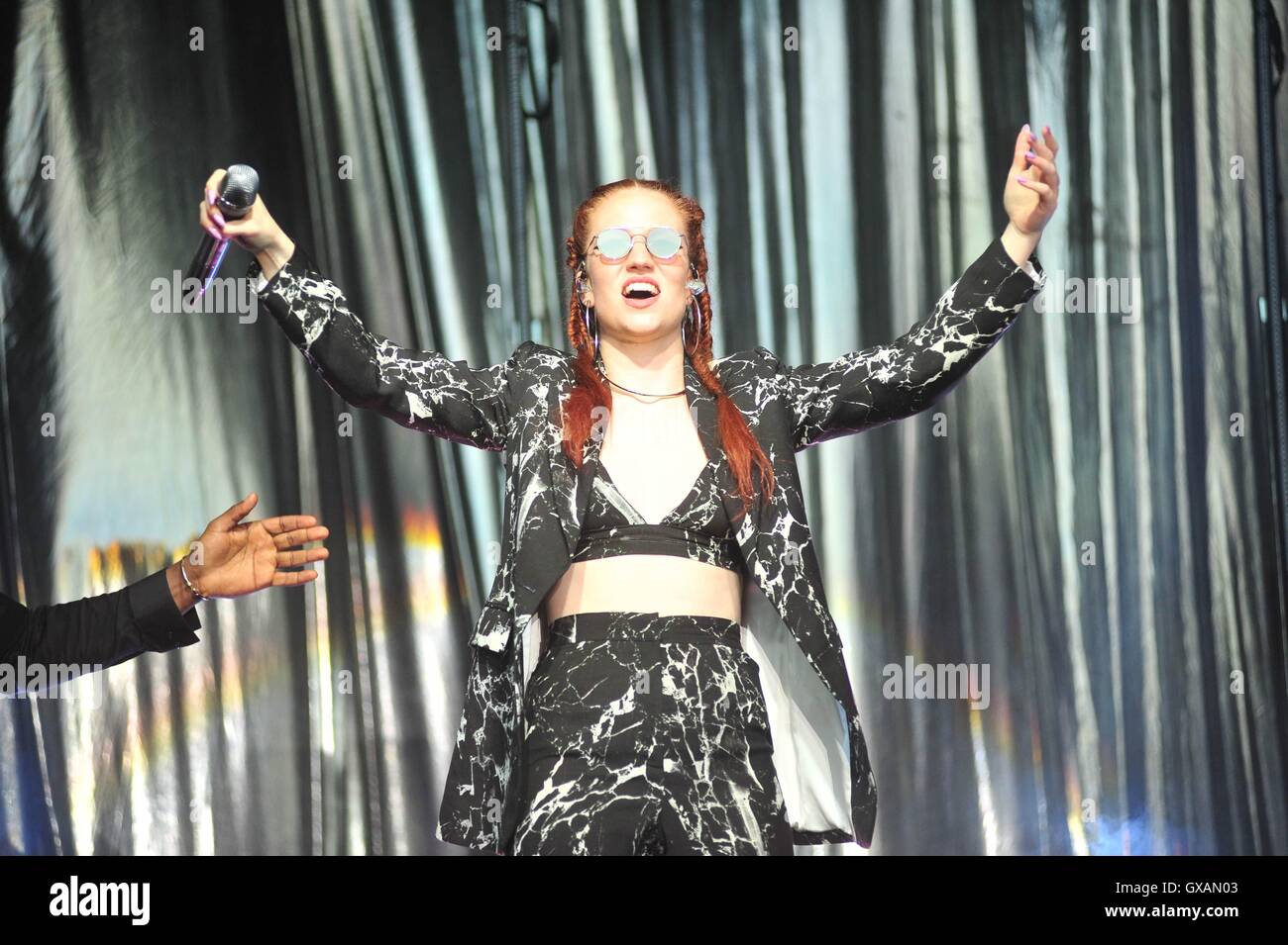Jess Glynn performs at Haydock park Racecourse,Merseyside. Featuring ...