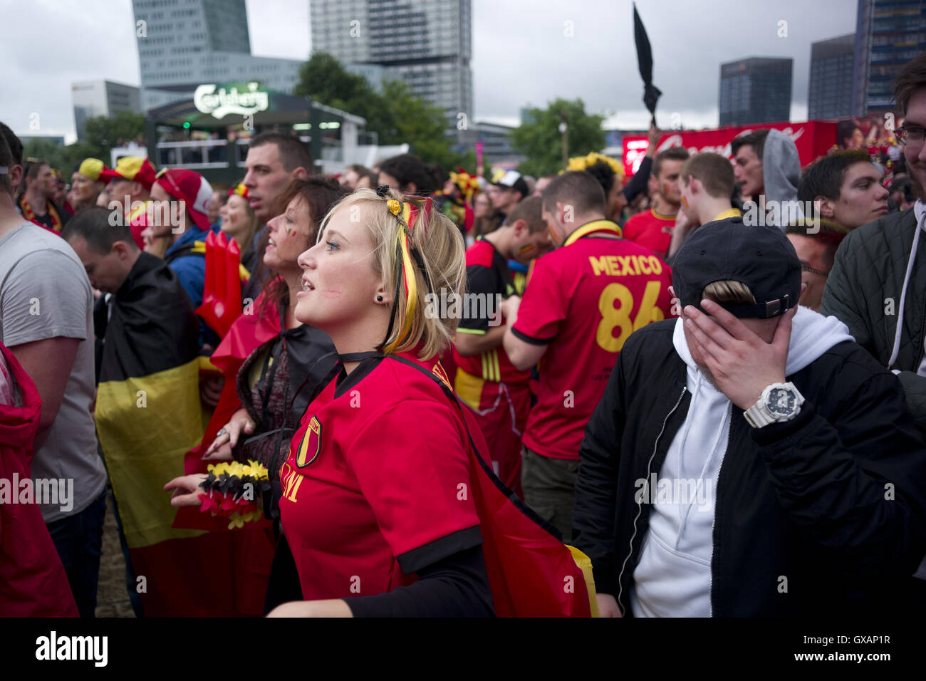 Welsh and Belgium football fans watch the UEFA Euro 2016 quarter-final ...