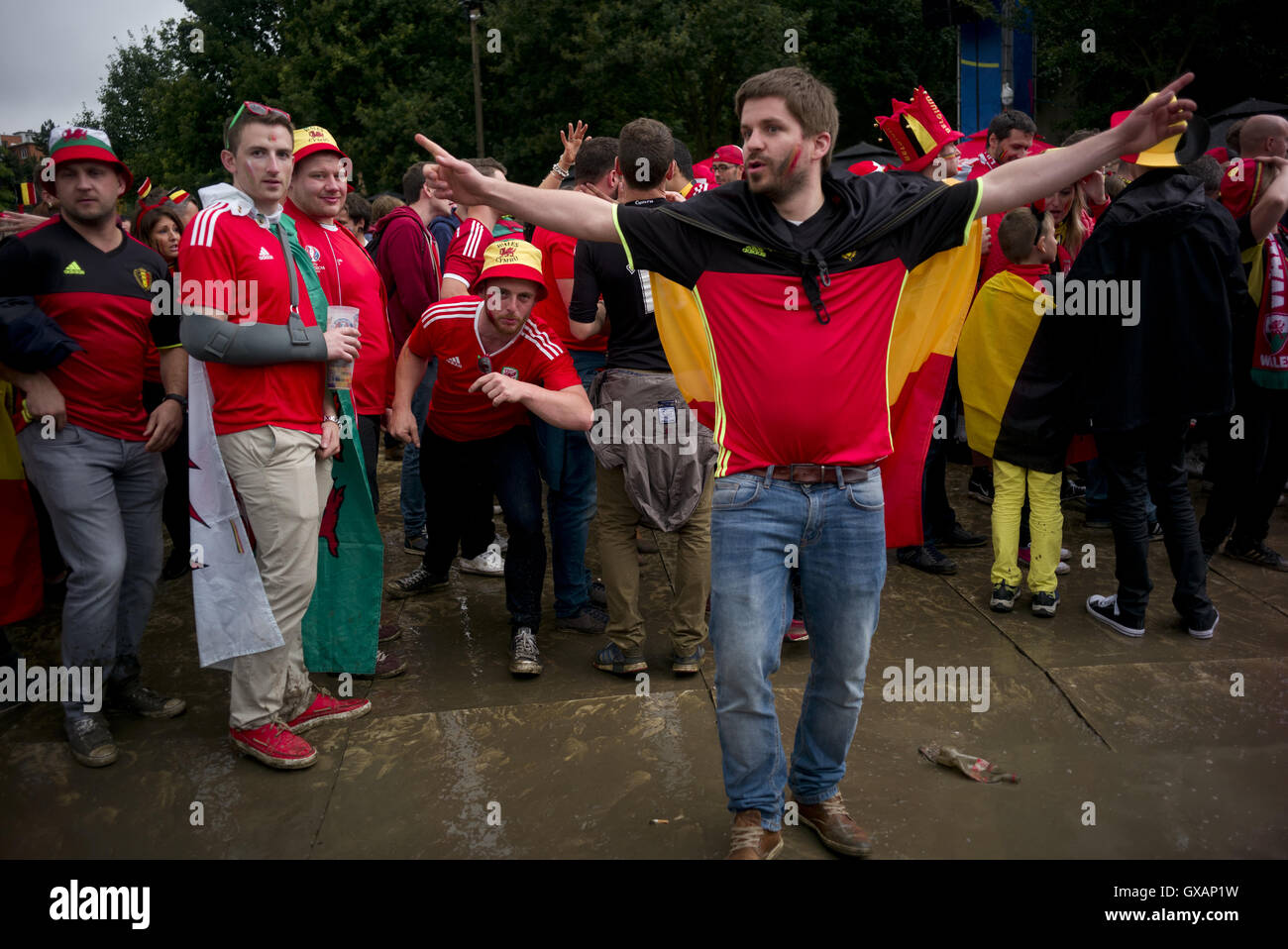 Welsh and Belgium football fans watch the UEFA Euro 2016 quarter-final ...
