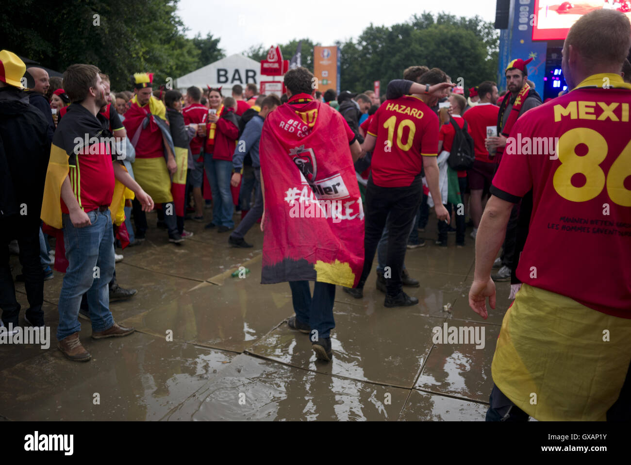 Welsh and Belgium football fans watch the UEFA Euro 2016 quarter-final ...