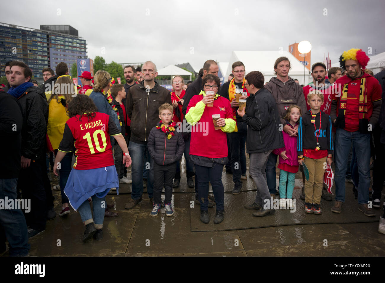 Welsh and Belgium football fans watch the UEFA Euro 2016 quarter-final ...