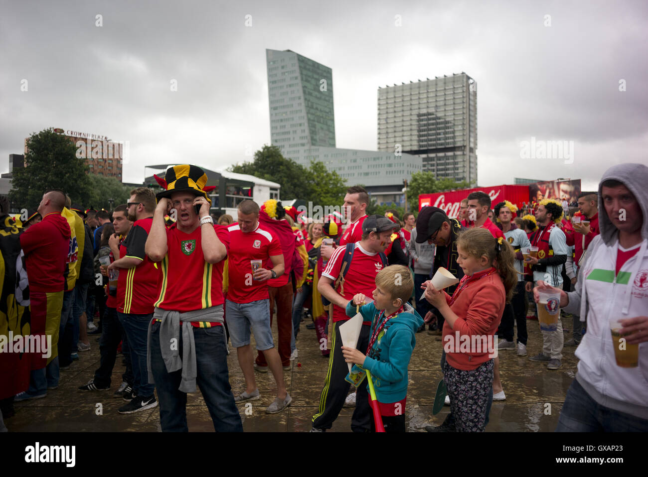 Welsh and Belgium football fans watch the UEFA Euro 2016 quarter-final ...