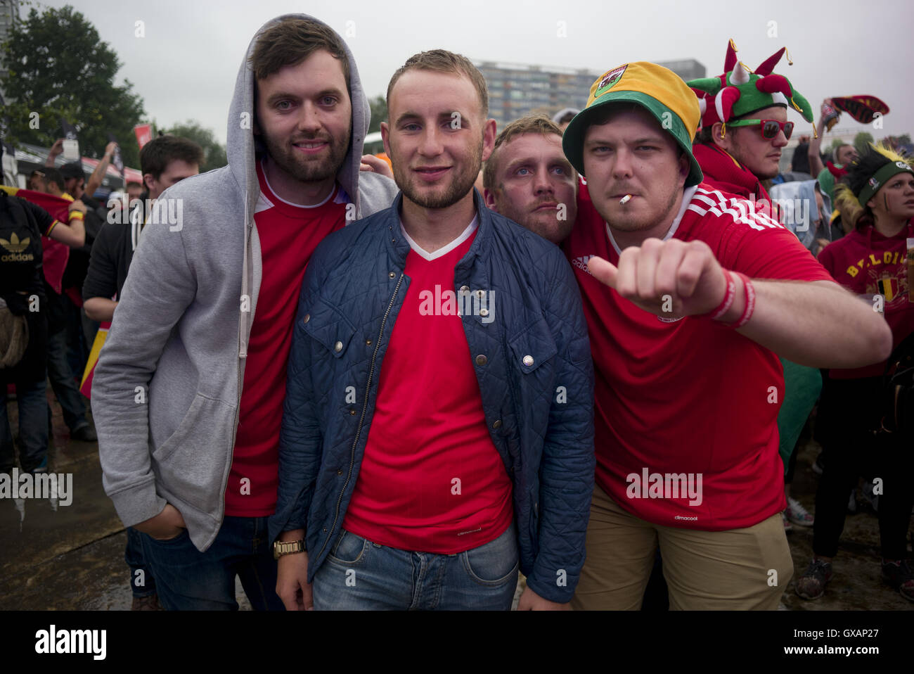 Welsh and Belgium football fans watch the UEFA Euro 2016 quarter-final ...