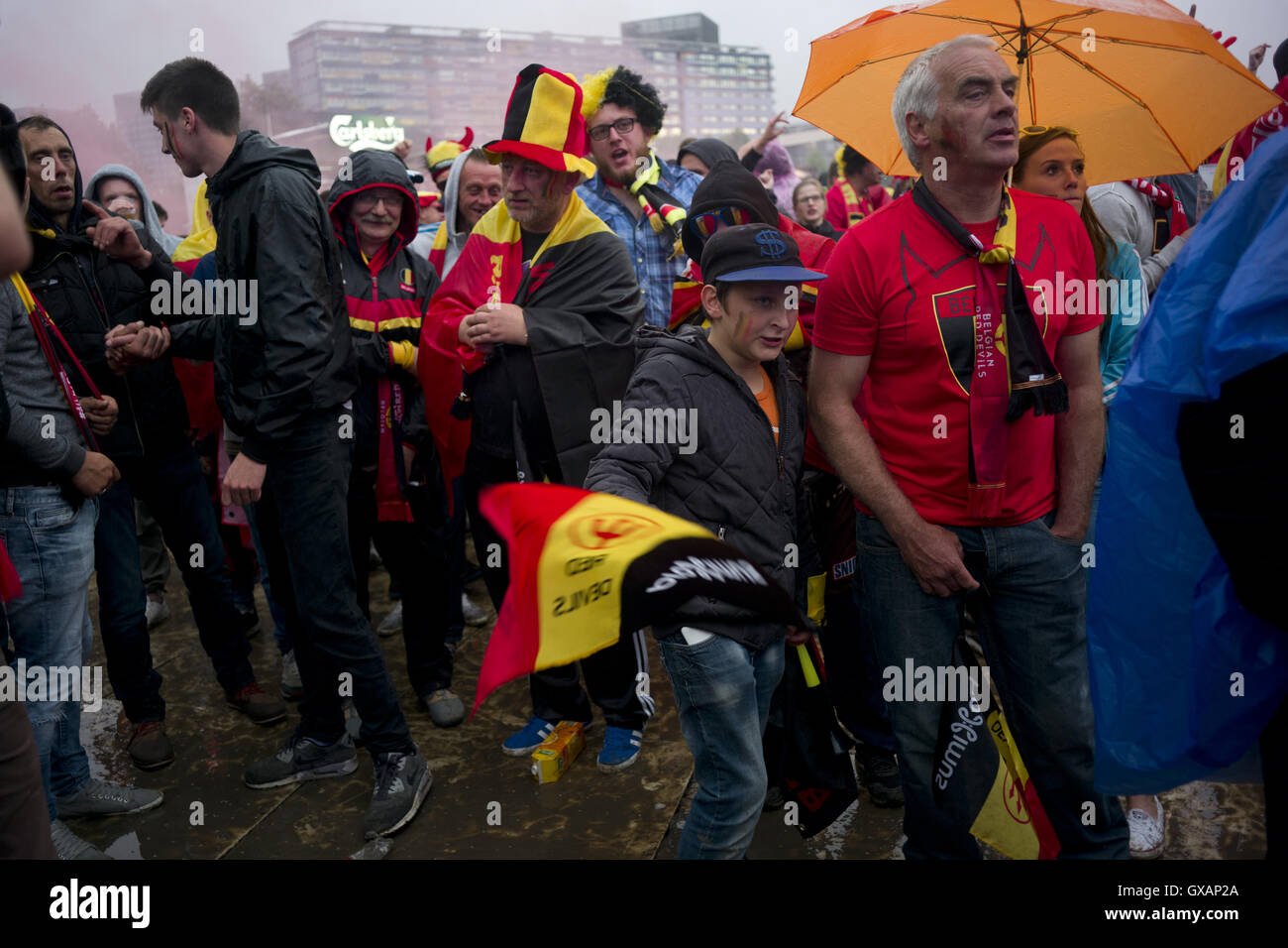 Welsh and Belgium football fans watch the UEFA Euro 2016 quarter-final ...