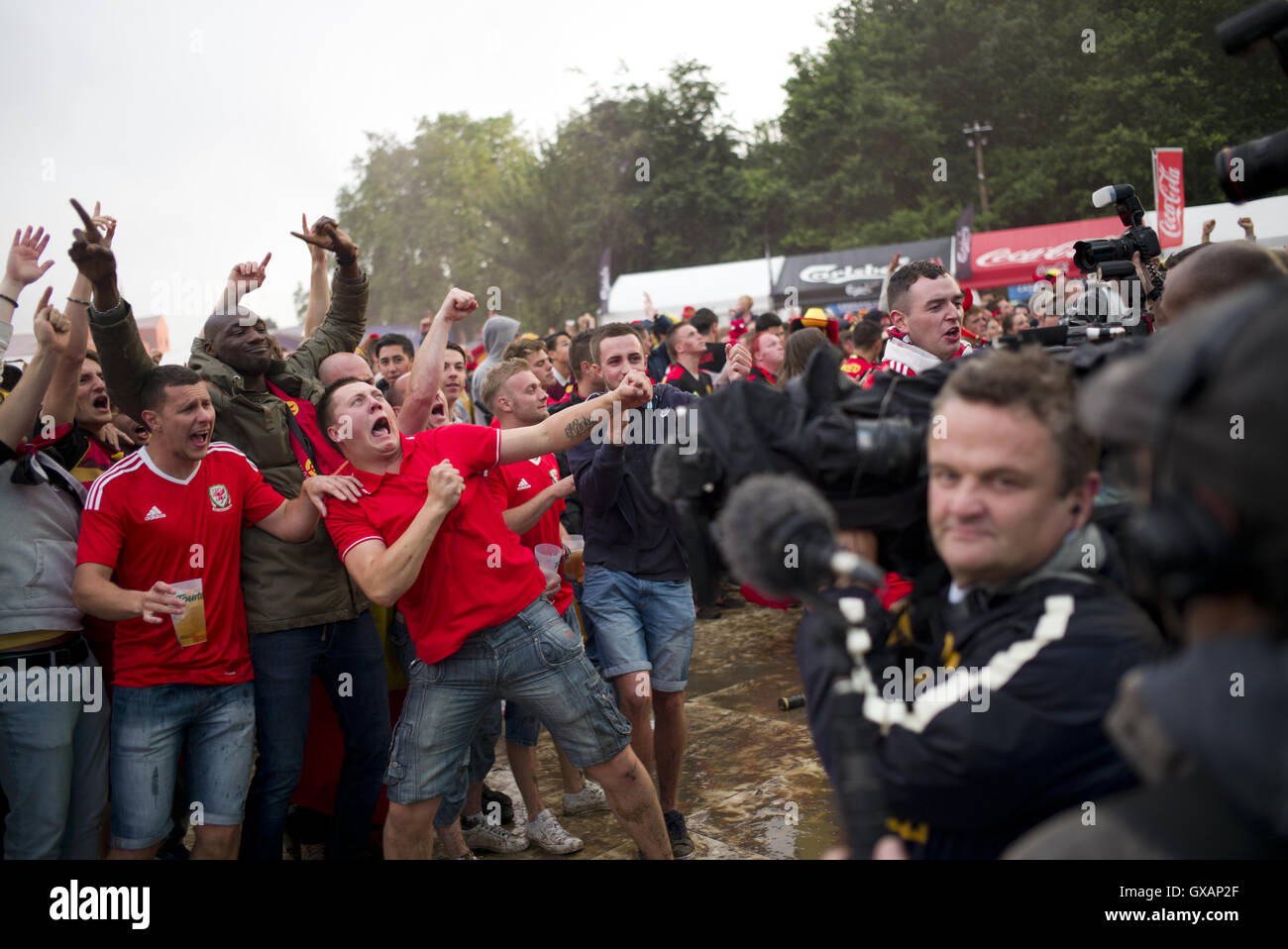 Welsh and Belgium football fans watch the UEFA Euro 2016 quarter-final ...