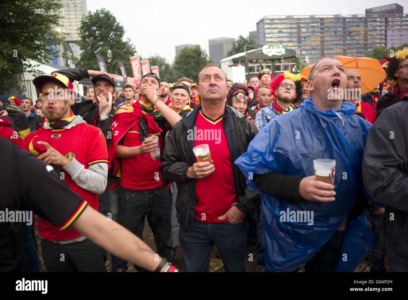 Welsh and Belgium football fans watch the UEFA Euro 2016 quarter-final ...