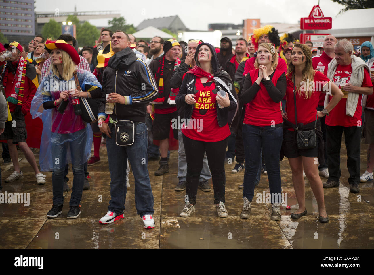 Welsh and Belgium football fans watch the UEFA Euro 2016 quarter-final ...