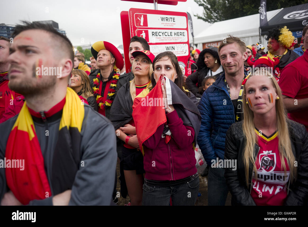 Welsh and Belgium football fans watch the UEFA Euro 2016 quarter-final ...