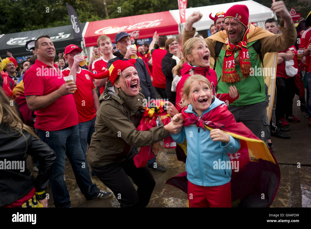 Welsh and Belgium football fans watch the UEFA Euro 2016 quarter-final ...
