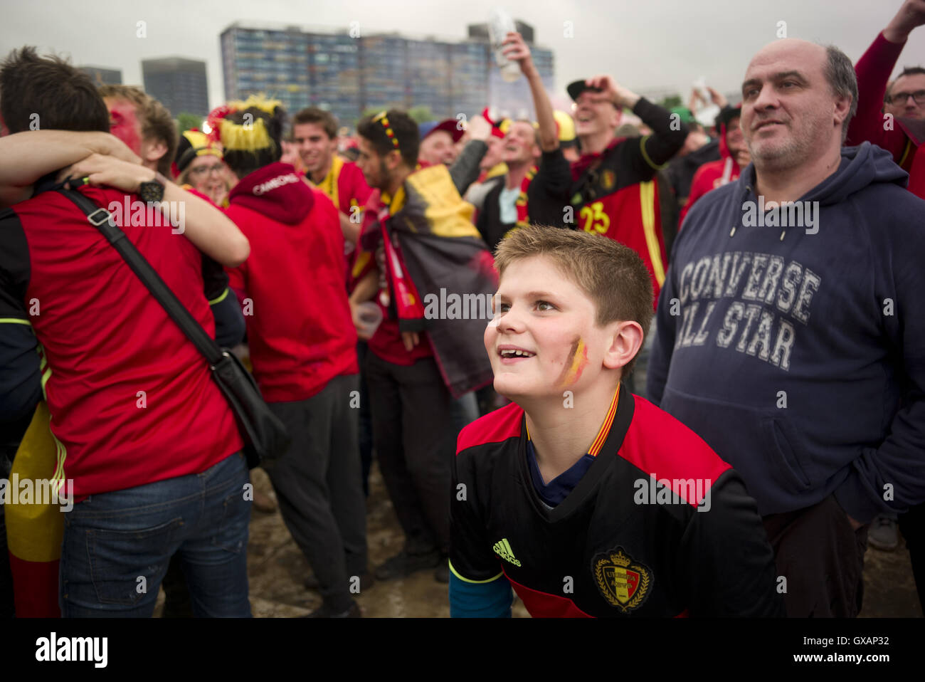 Welsh and Belgium football fans watch the UEFA Euro 2016 quarter-final ...