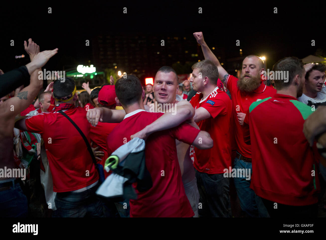 Welsh and Belgium football fans watch the UEFA Euro 2016 quarter-final ...