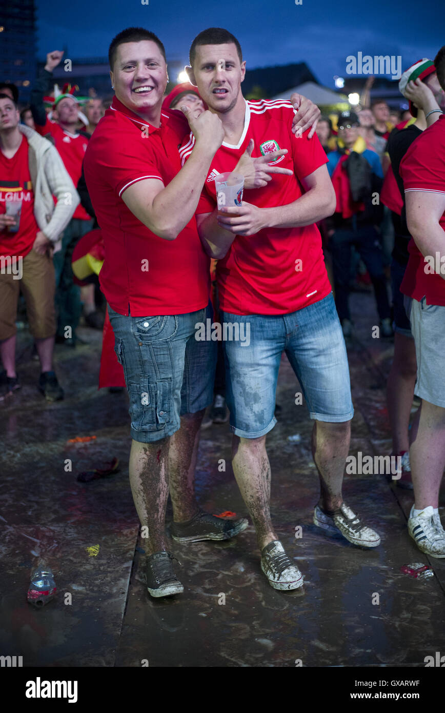 Welsh and Belgium football fans watch the UEFA Euro 2016 quarter-final ...
