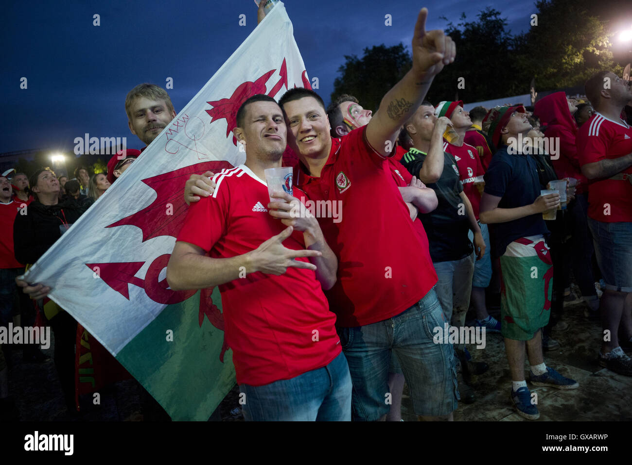 Welsh and Belgium football fans watch the UEFA Euro 2016 quarter-final ...