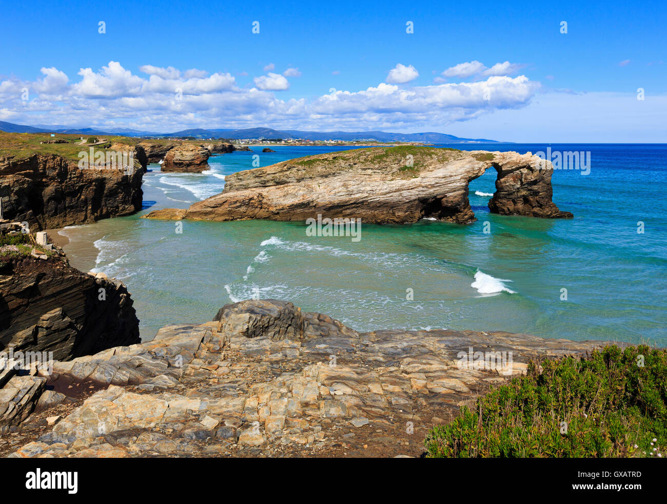 Cantabric coast summer landscape (Cathedrals Beach, Lugo, Galicia ...