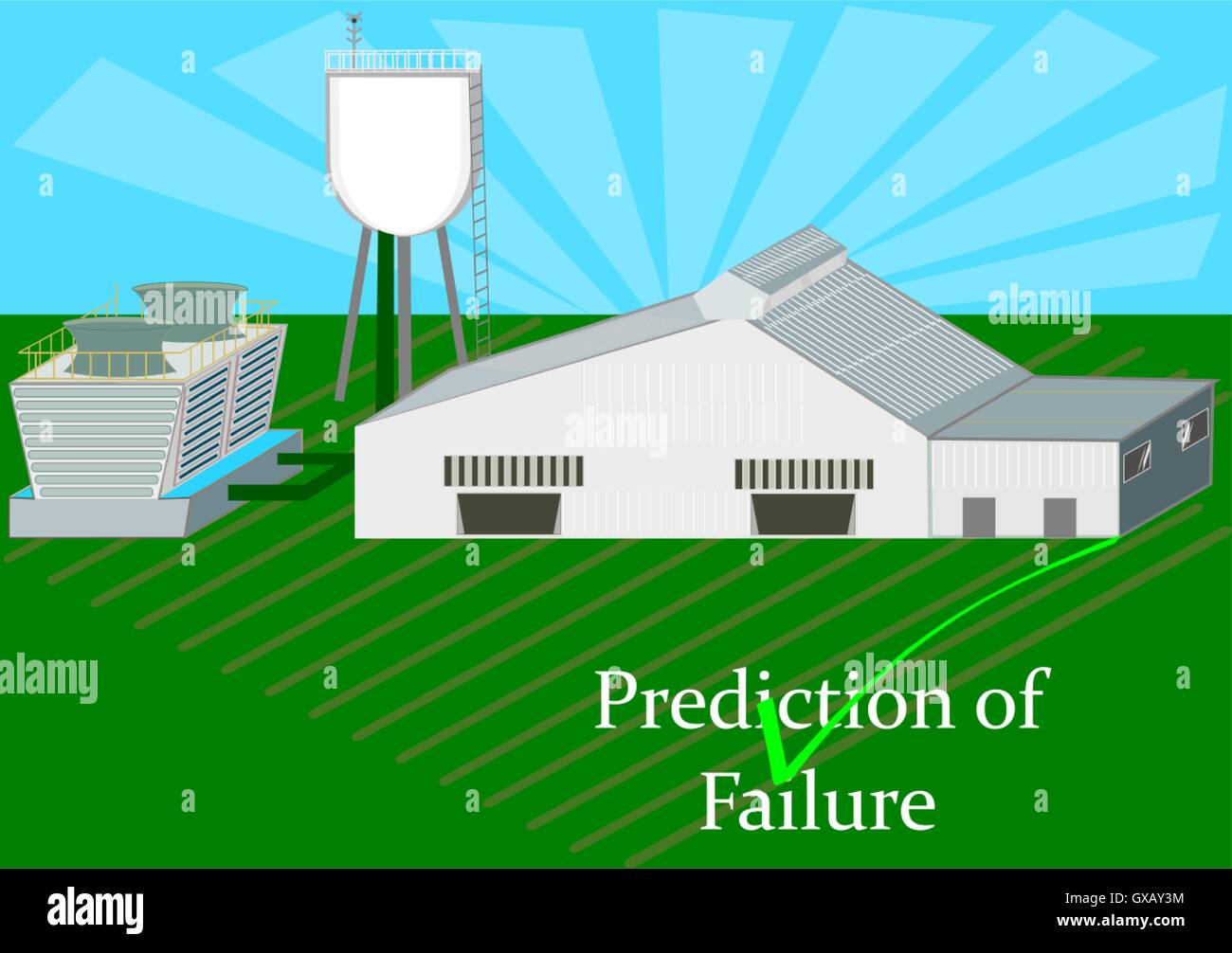 Industrial Plant. Flat 3d design. Industrial banner with prediction of ...