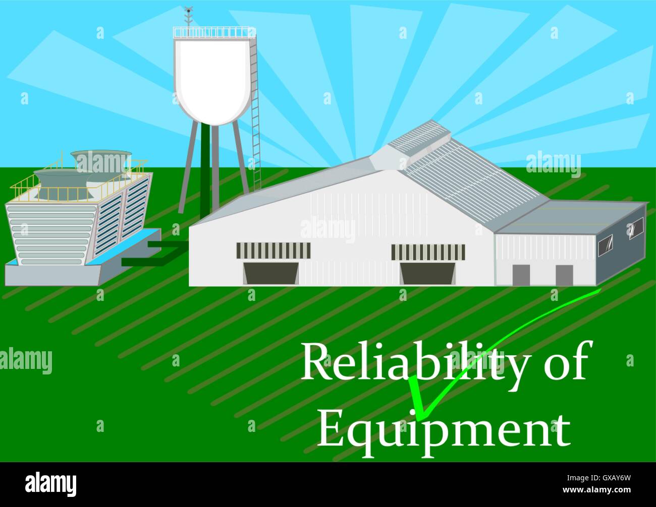 Industrial Plant. Flat 3d design. Industrial banner with reliability of ...