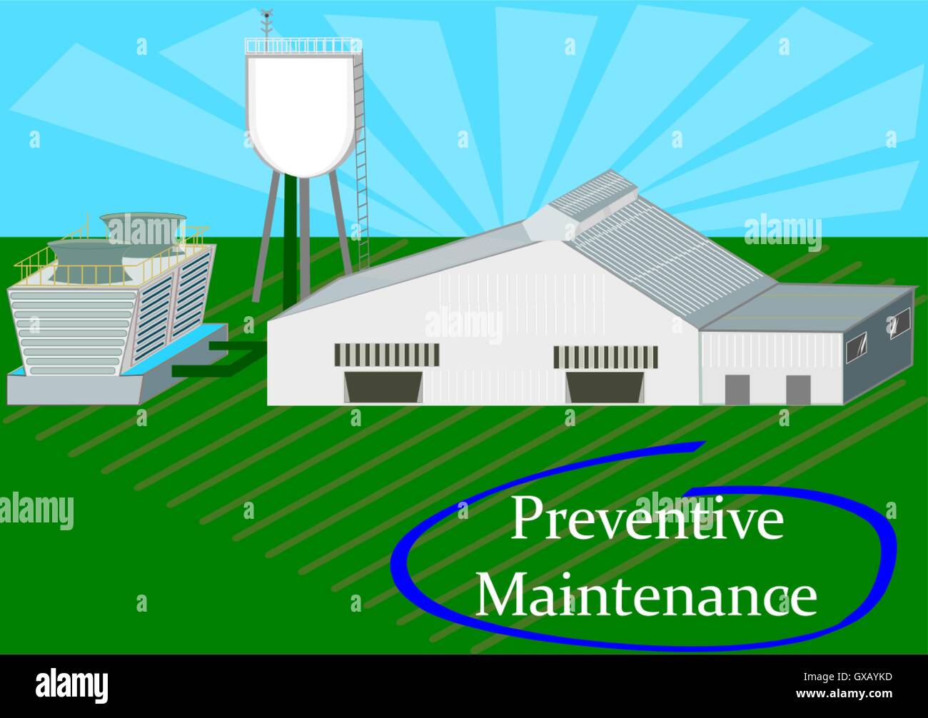 Industrial Plant. Flat 3d design. Industrial banner with Preventive ...