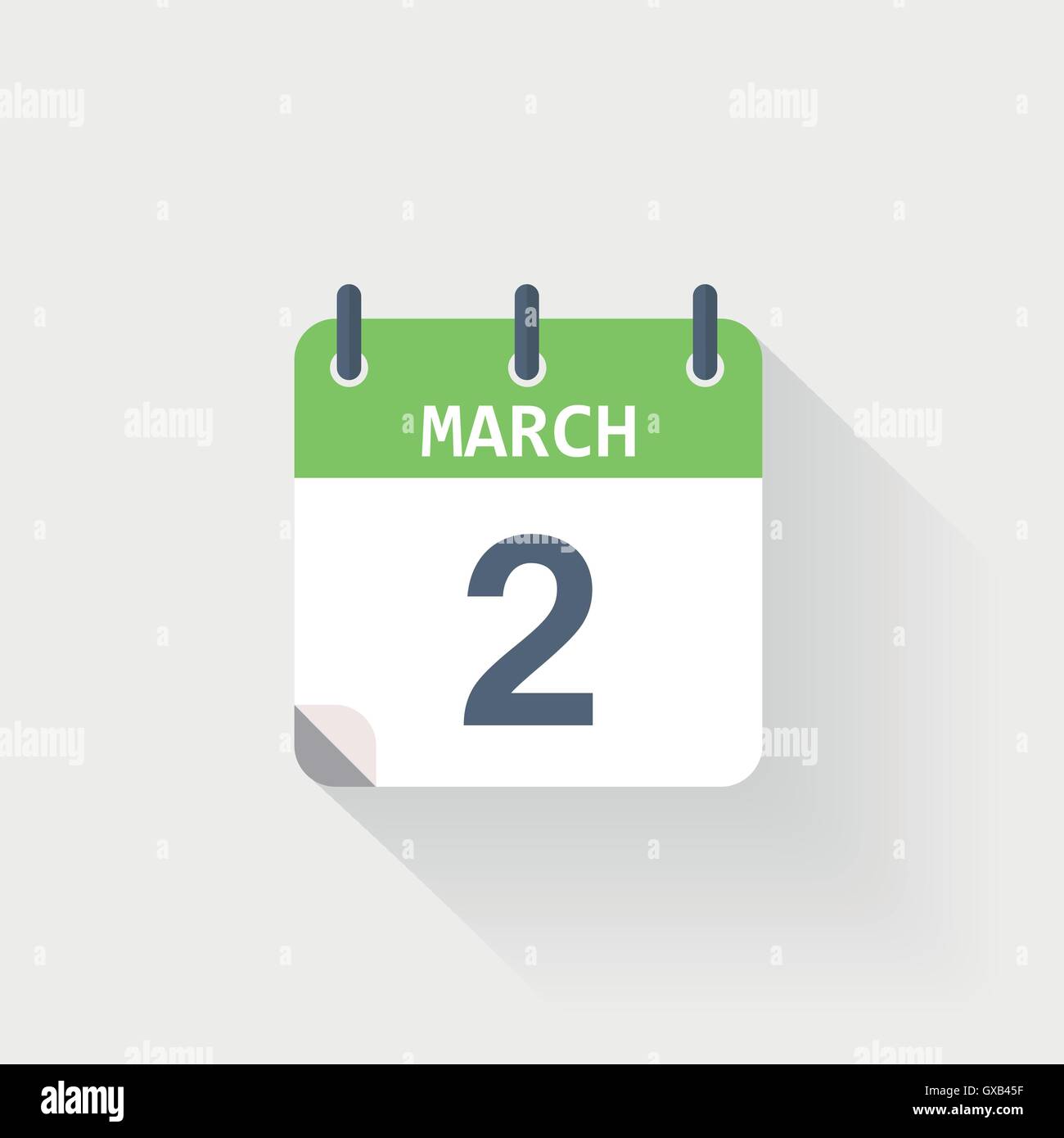 2 march calendar icon on grey background Stock Vector Image & Art - Alamy