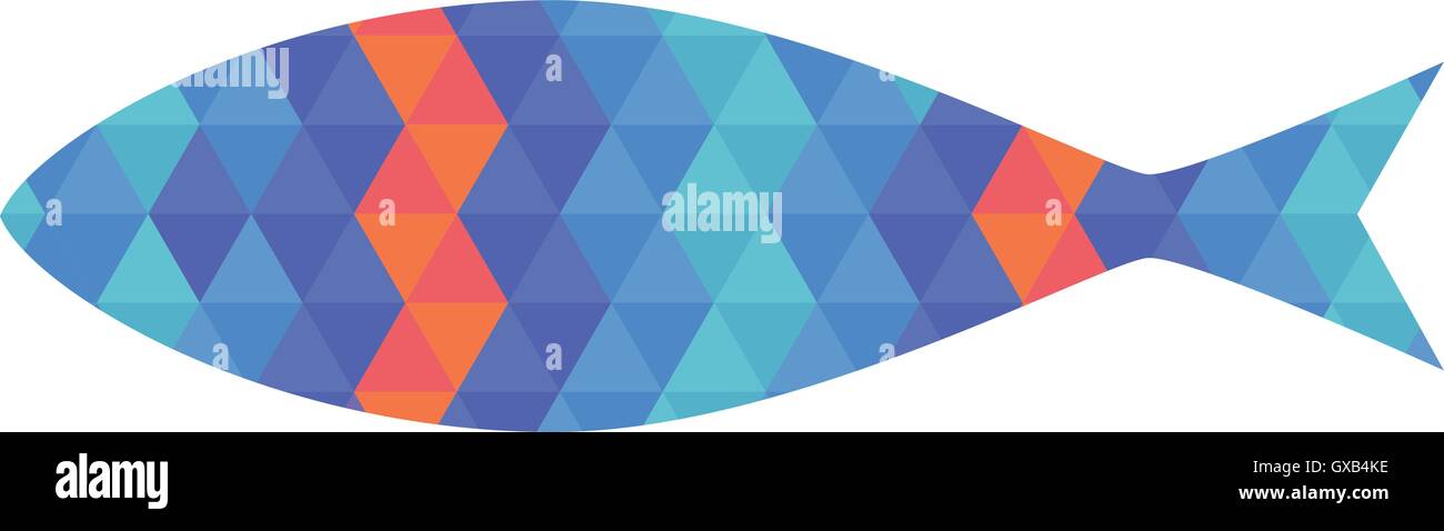 Fish silhouette with blue and orange triangle pattern Stock Vector ...