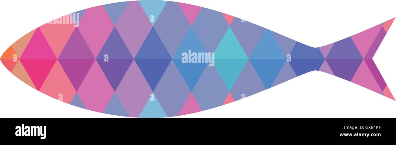 Sardine fish silhouette with coloured triangle pattern Stock Vector ...