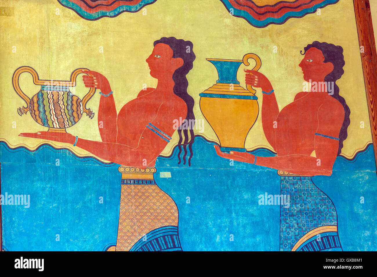 Water carrier fresco, symbol of minoan culture, Knossos palace, Crete ...