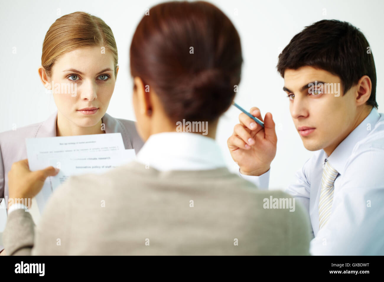 Business woman businessman interview hi-res stock photography and ...