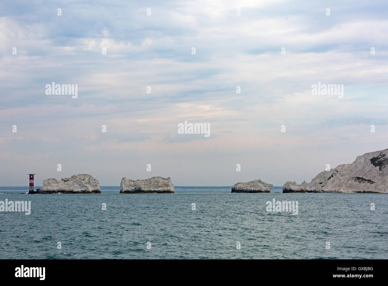 The Needles lighthouse and rocks on the Western end of the Isle of ...