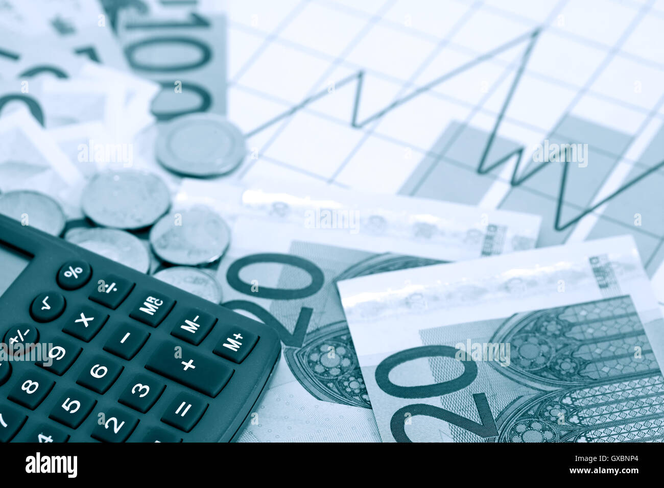 Profit concept. Calculator on euro currency background with business ...