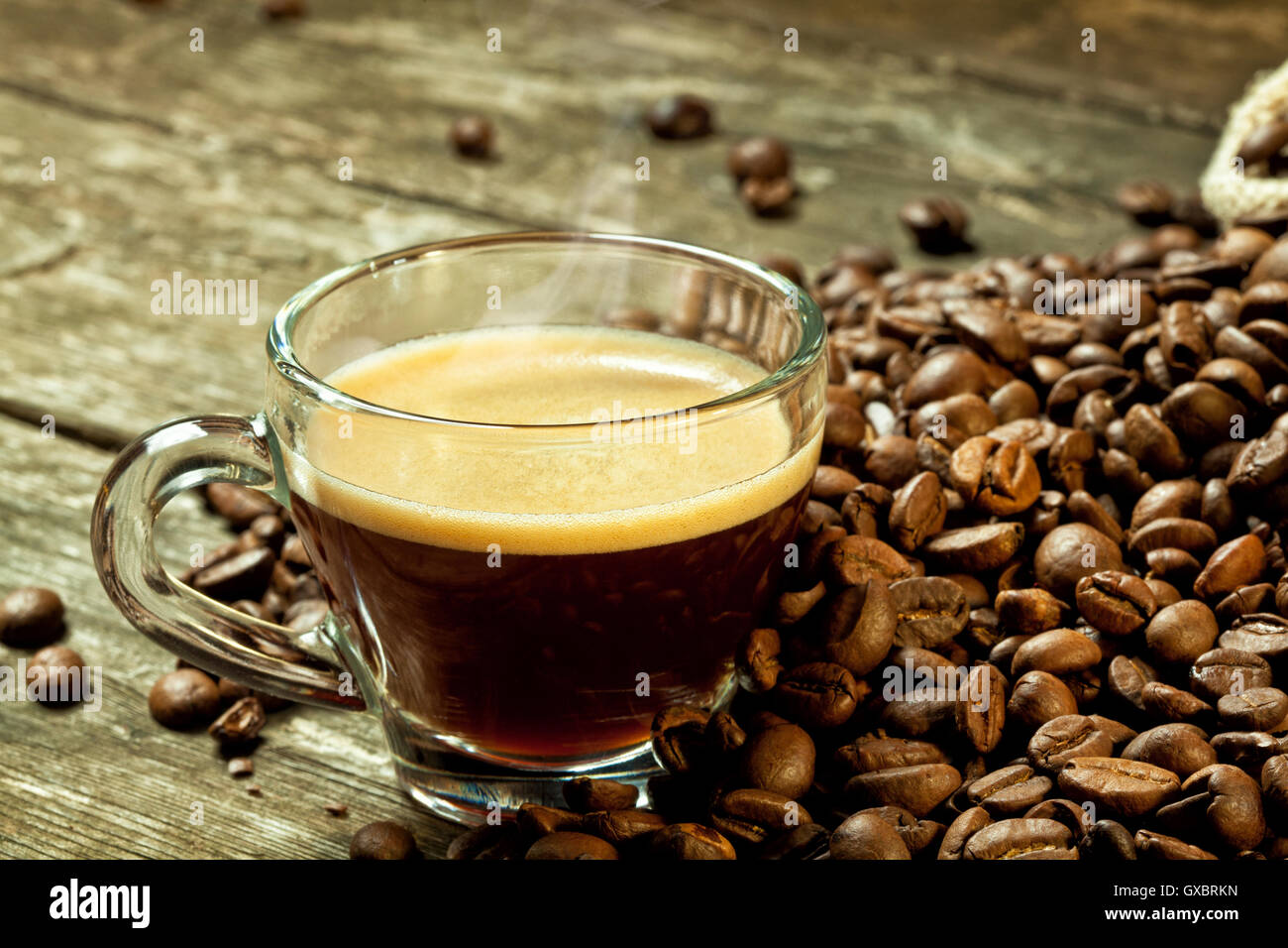 real espresso and coffee grain Stock Photo - Alamy