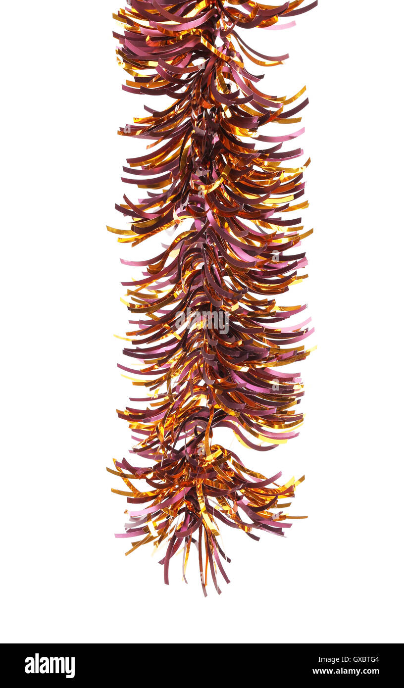 Christmas golden tinsel Stock Photo - Alamy
