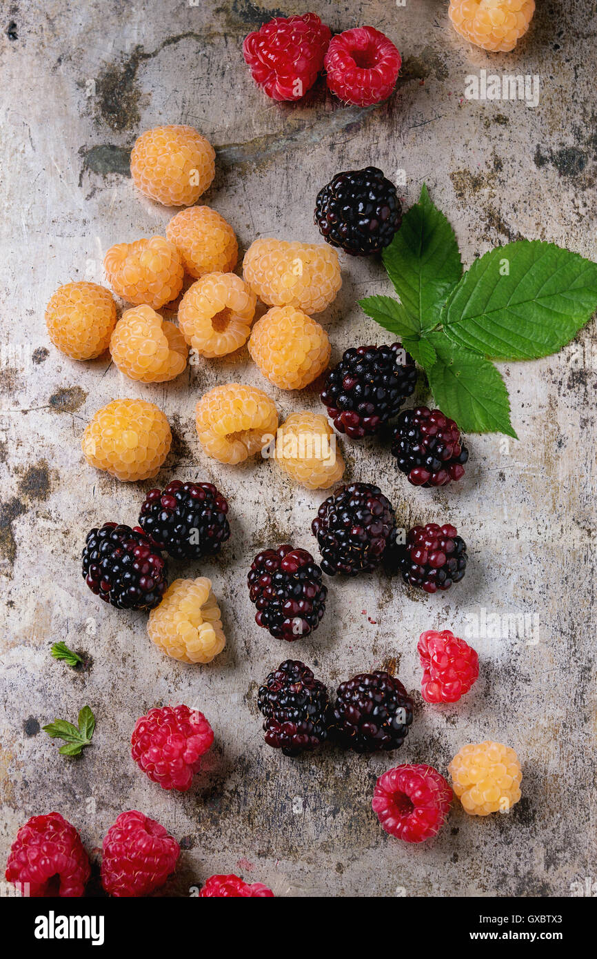 Heap of colorful raspberries Stock Photo - Alamy