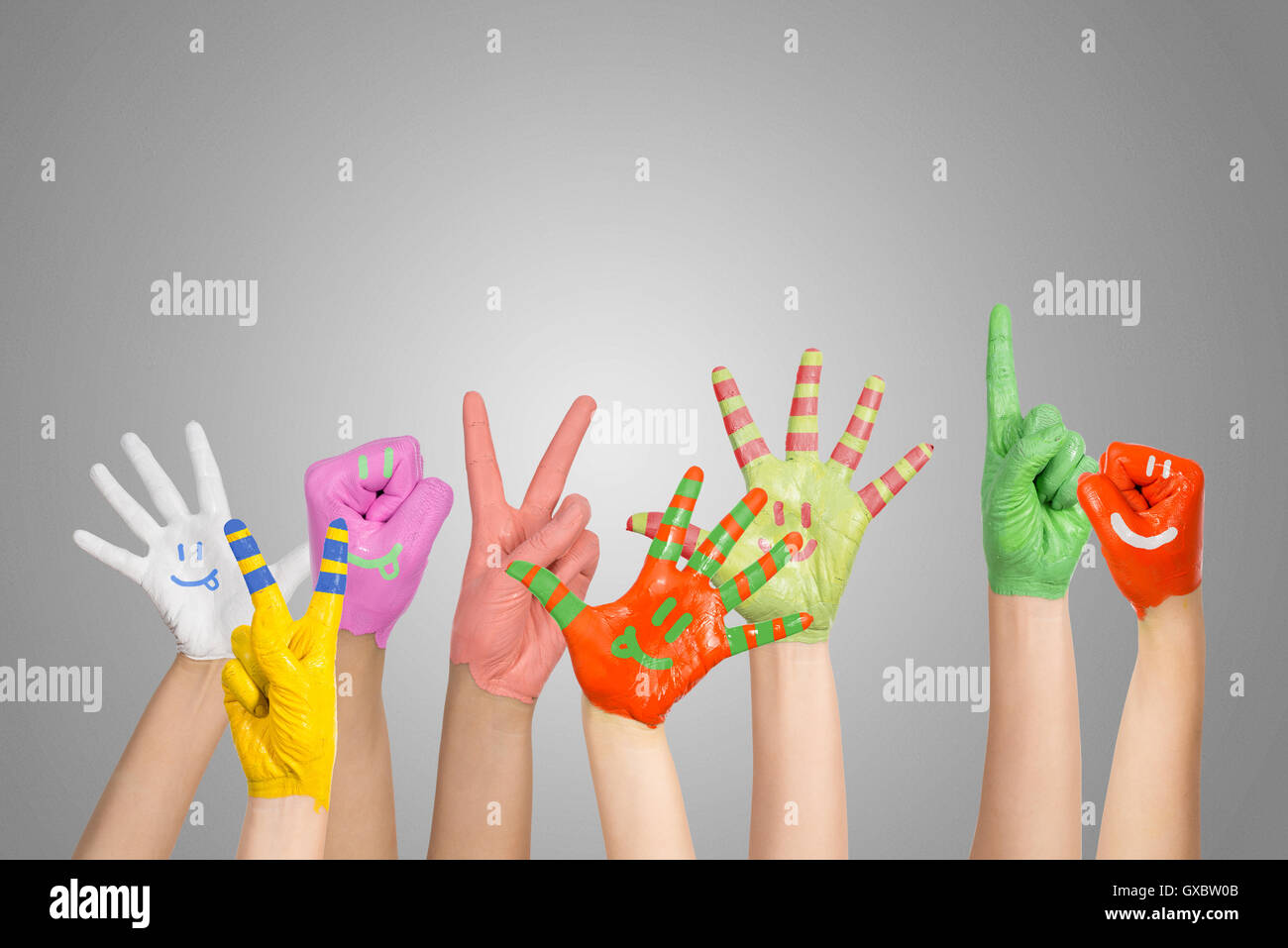 painted children's hands Stock Photo - Alamy