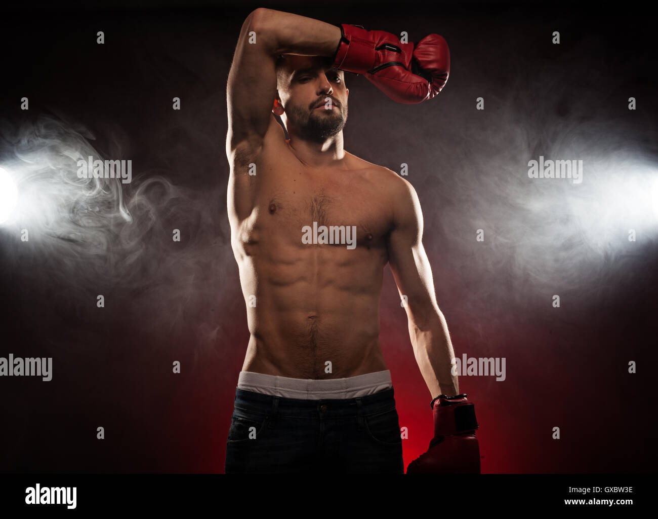 Boxer wiping his brow Stock Photo - Alamy